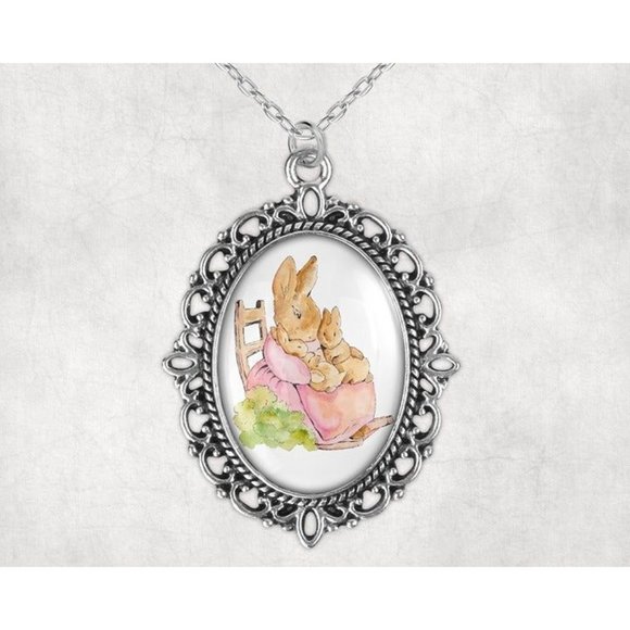 Handmade | Jewelry | Peter Rabbit Motherhood Art Small Silver Oval ...